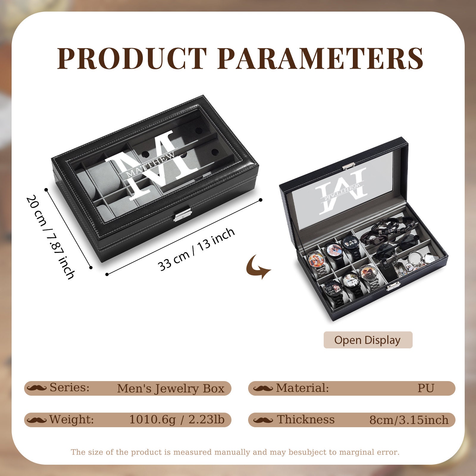 Personalized Engraved Watch Box for Men,custom Jewelry Box With Name ...