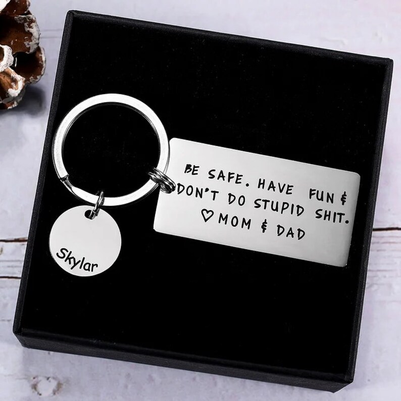 Don't Do Stupid Keychain Custom Name Be Safe Keychains With Name for ...