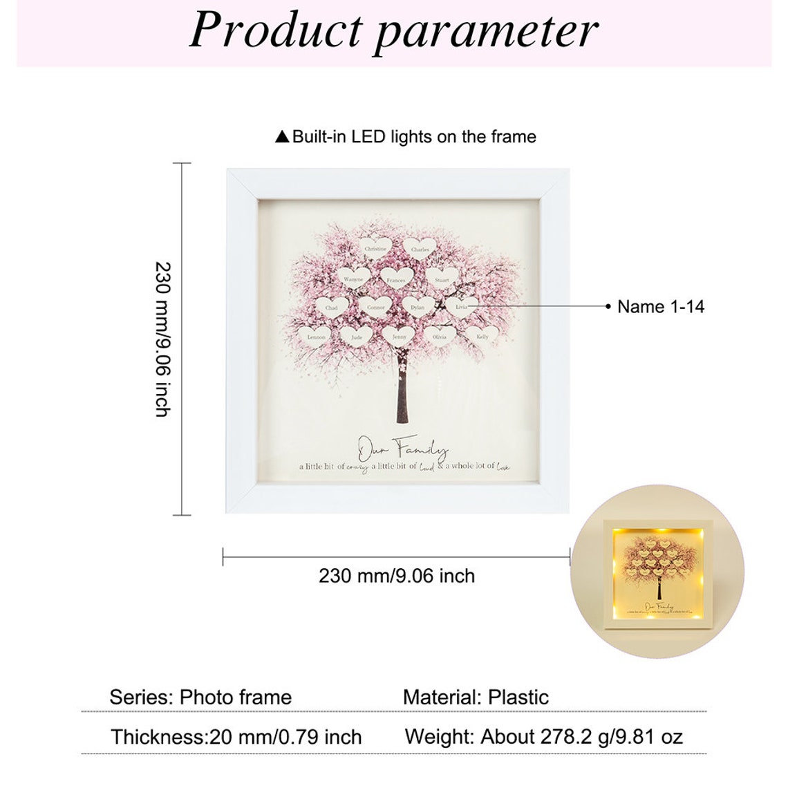 Personalized Sakura LED Light Shadow Box for Mom,frame With Light ...