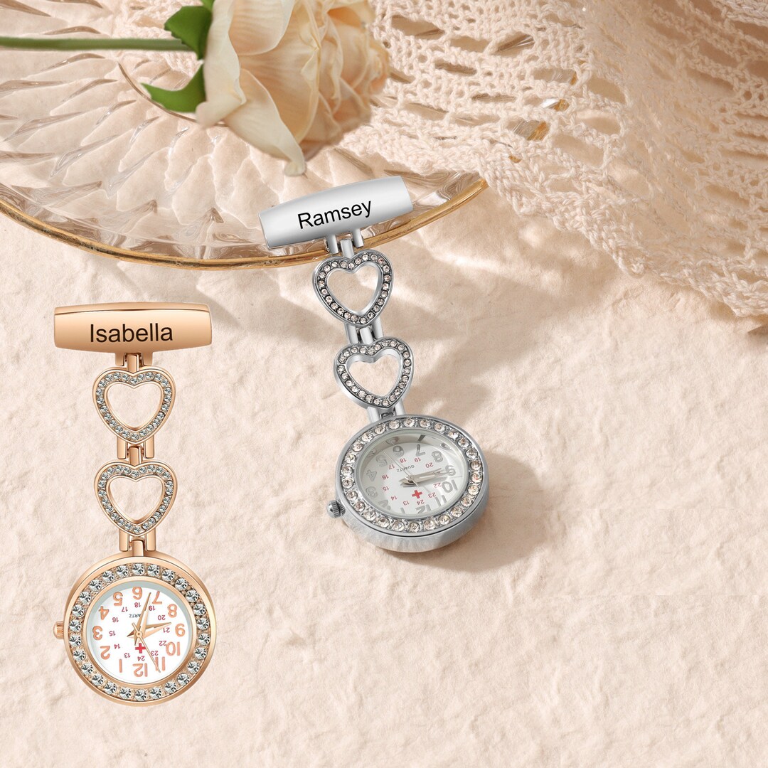 Personalized Nurse Name Pocket Watch With Diamond,engraved Nurse Fob ...
