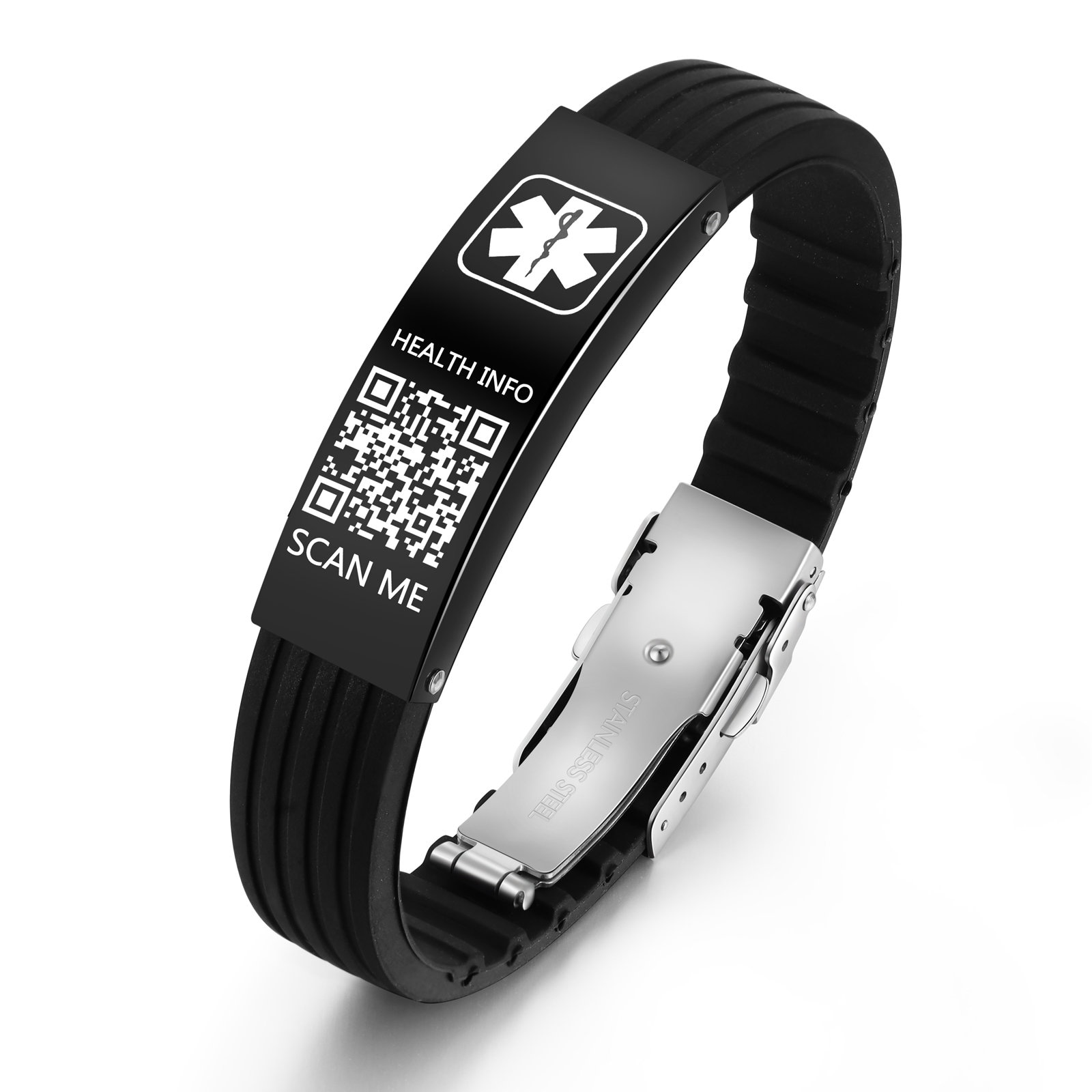 QR Code Medical Alert Bracelet for Men Stylish Medical ID Bracelet ...