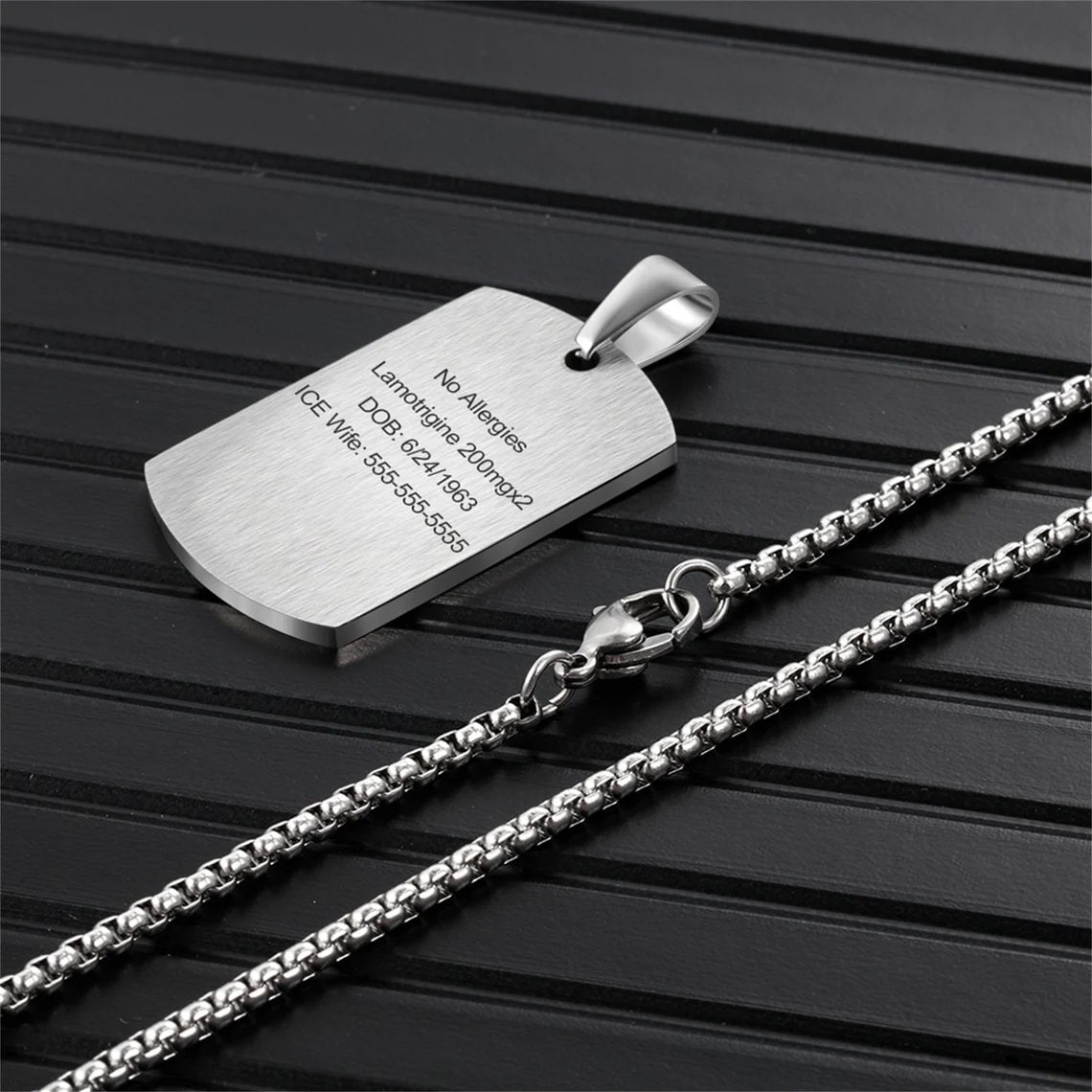 Personalized Medical ID Necklace for Mens,engravings Front and Back ...