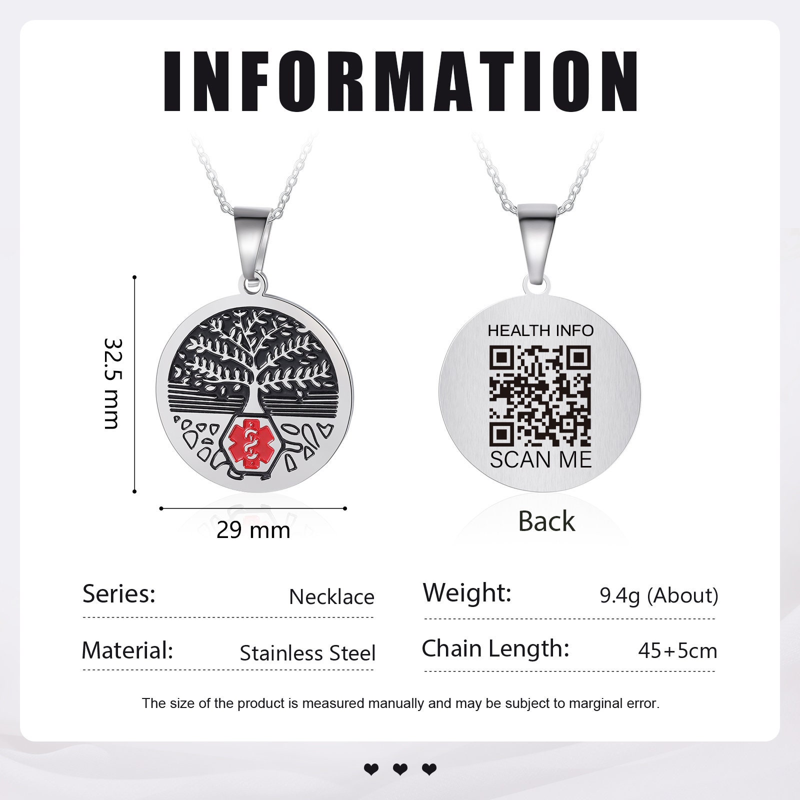 Personalized QR Code Medical Necklace,custom Medical Alert,alert ...