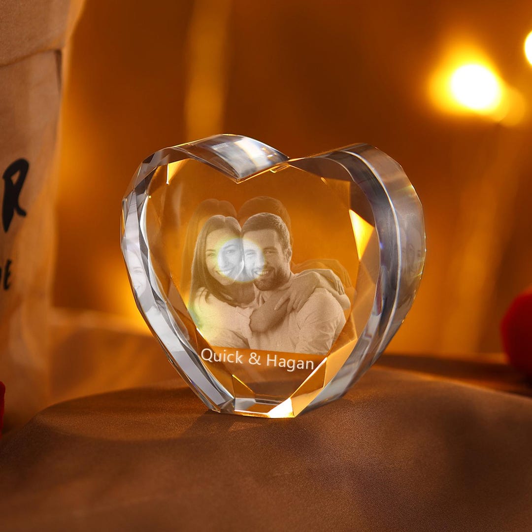 Personalized 3D Crystal Photo Portrait With Light Base,crystal Glass 3d ...