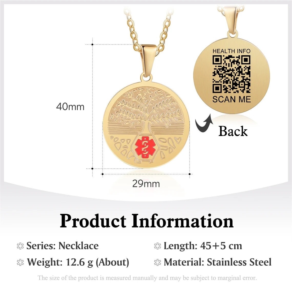 Personalized QR Code Medical Necklace,custom Medical Alert,alert ...