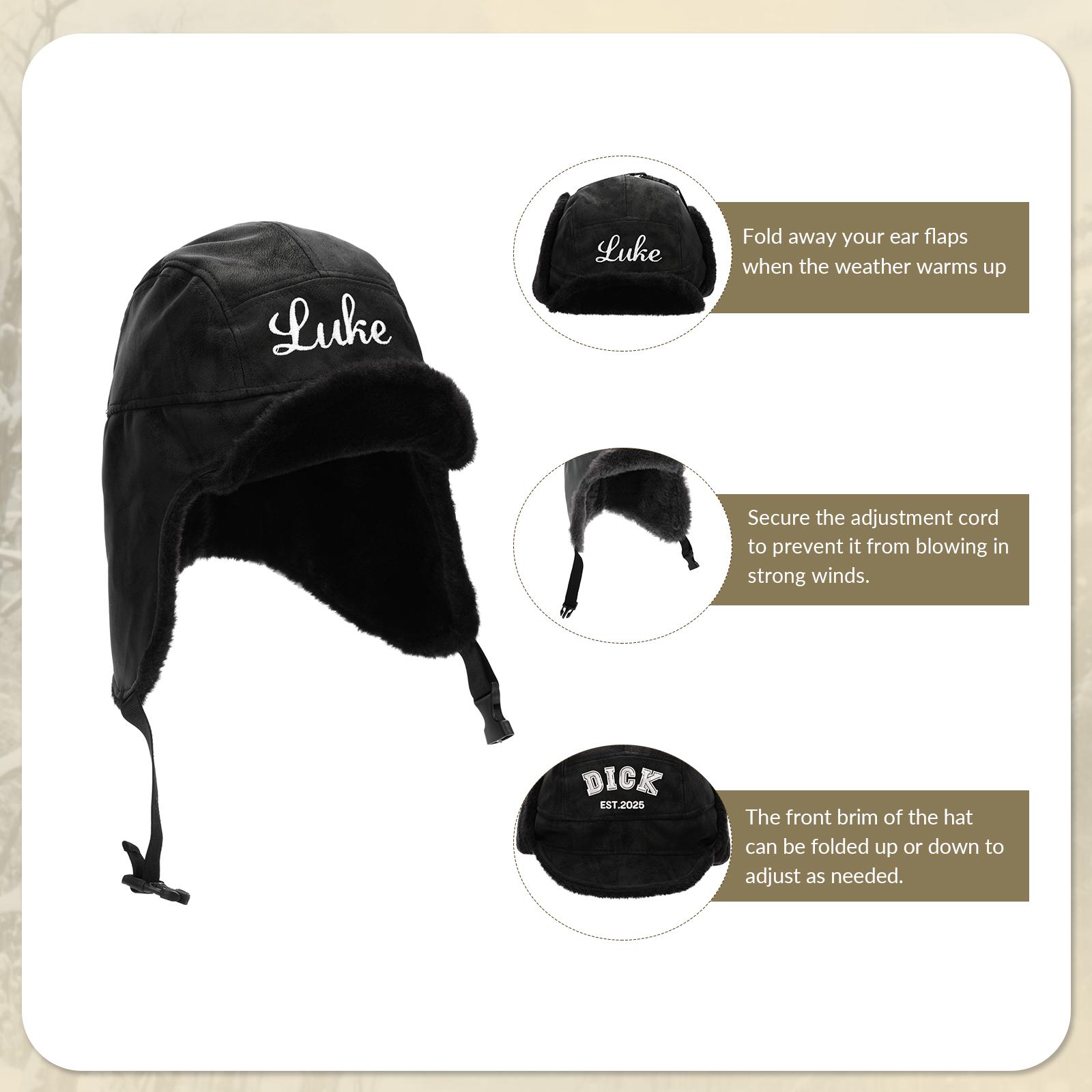 Personalized Men Ear Flap Hat, Custom Hunting Hat Men,outdoor Winter ...