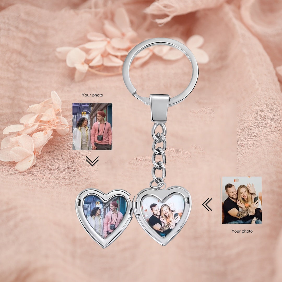 Personalized Heart Photo Keychain,keychain With Photo,engraved Keychain ...