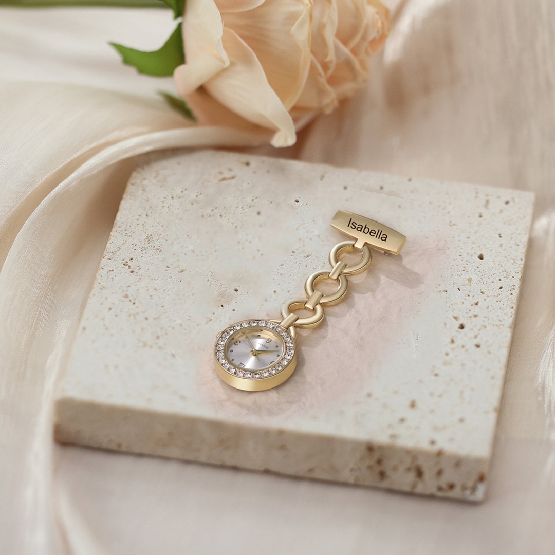 Custom Nurse Pocket Watch,nurse Jewelry With Diamonds Gold Silver ...