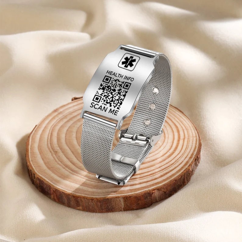 Adjustable QR Code Medical Alert Bracelet,protects Privacy,update Info ...