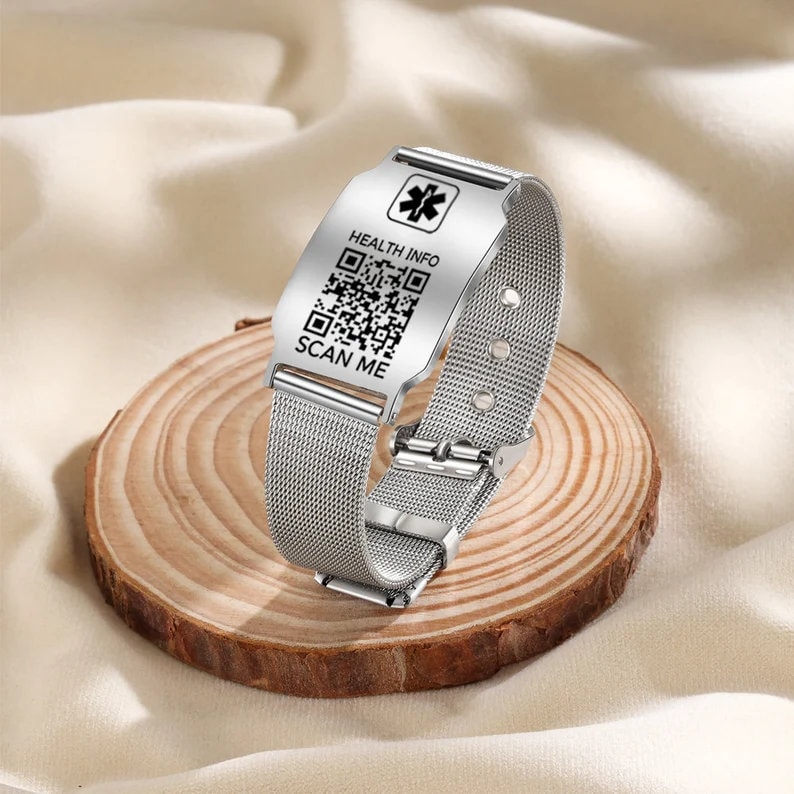 Adjustable QR Code Medical Alert Bracelet,protects Privacy,update Info ...
