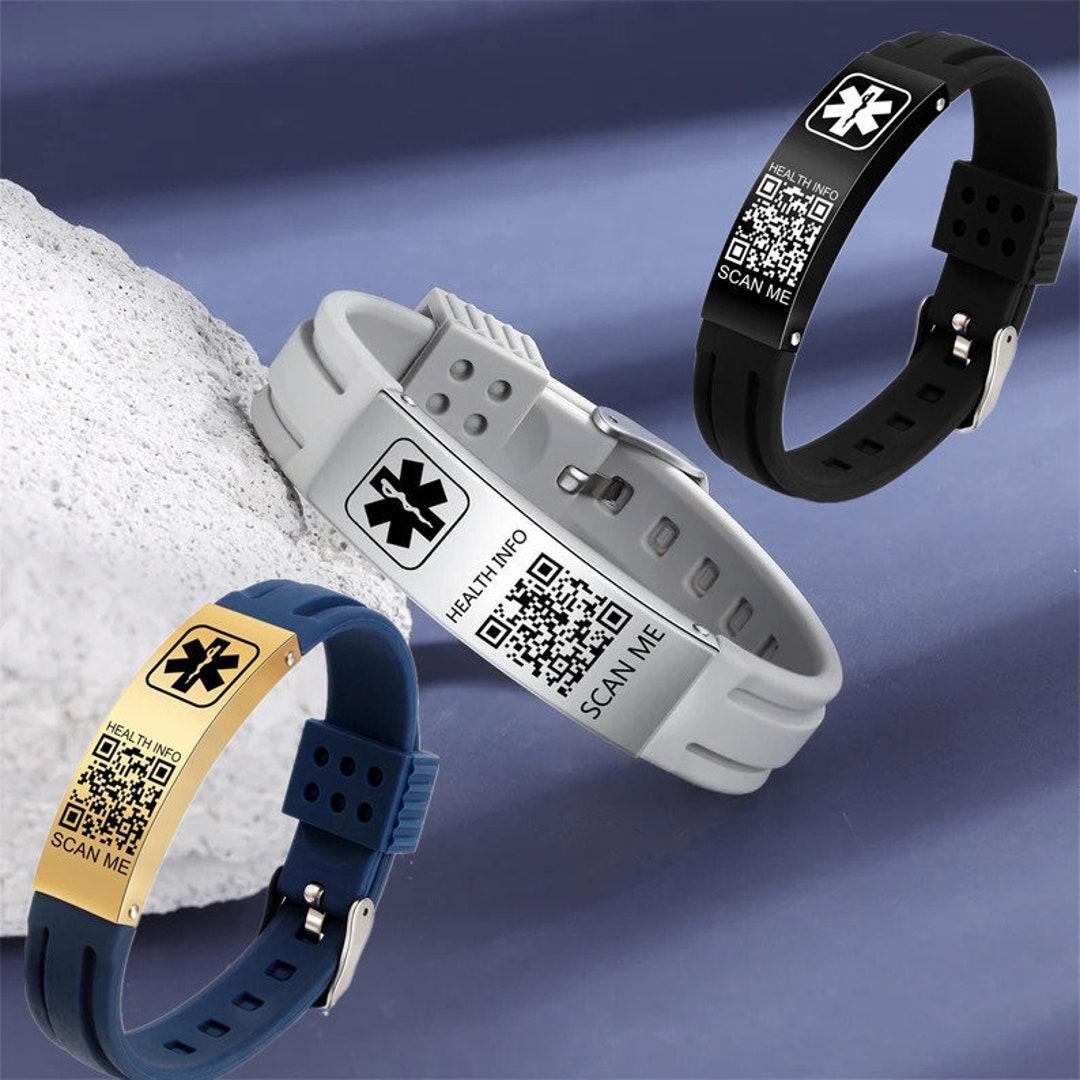 QR Code Medical Alert Bracelet,medical Id Bracelet,health Bracelet ...