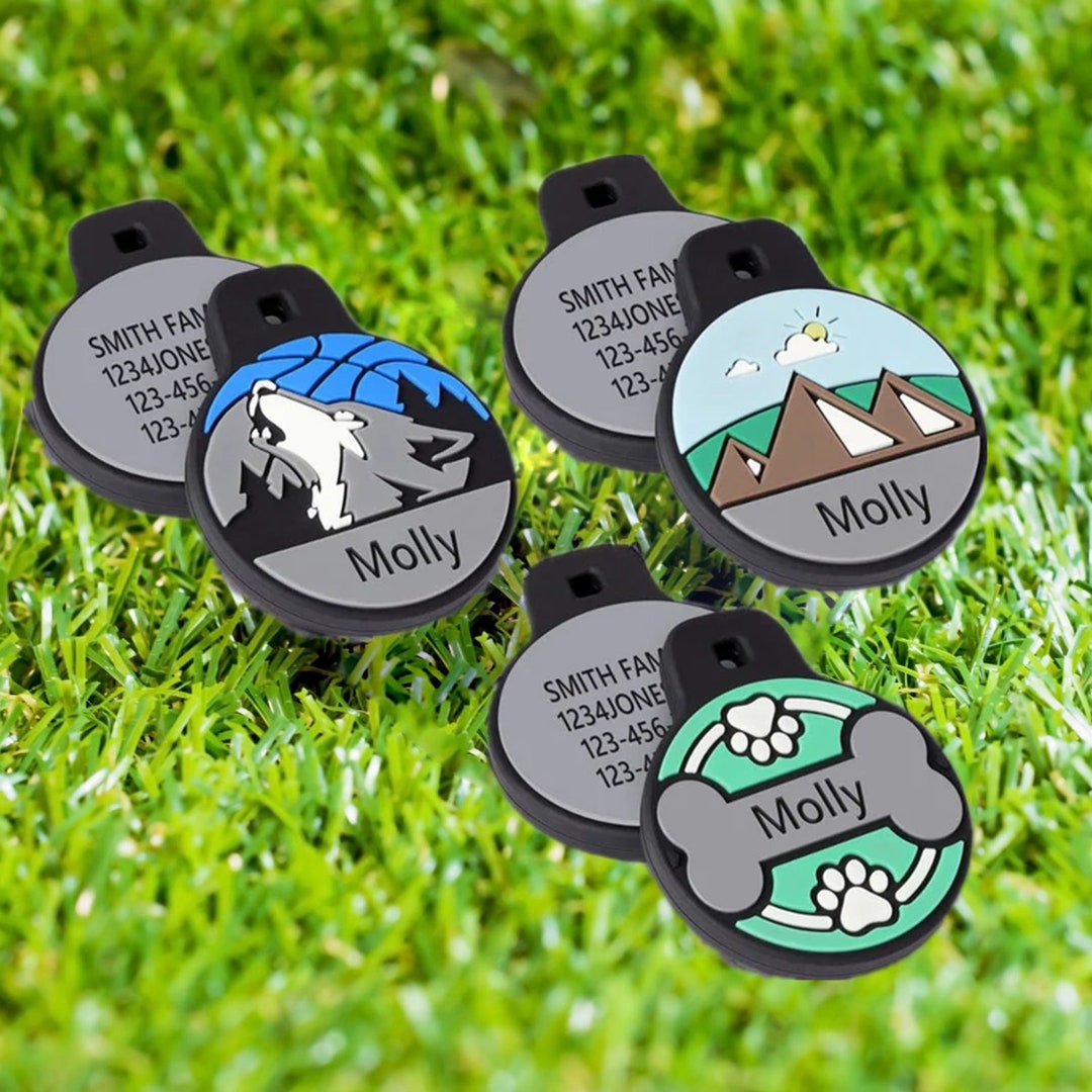 Premium Silent Pet ID Tag- Engraved Silicone Double Sided & Engraving ...