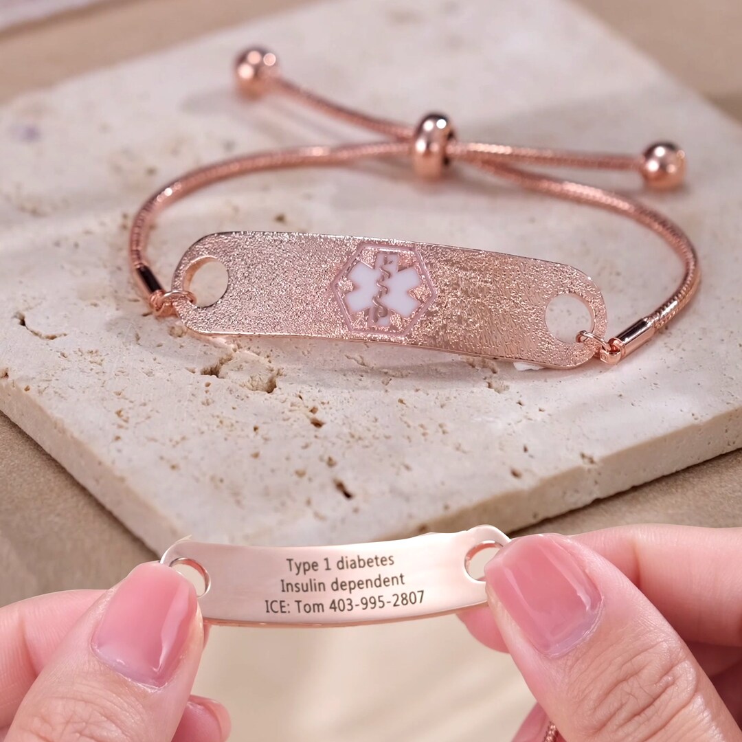 Personalize Women Medical Alert Bracelet,adjustable Medical Alert ...