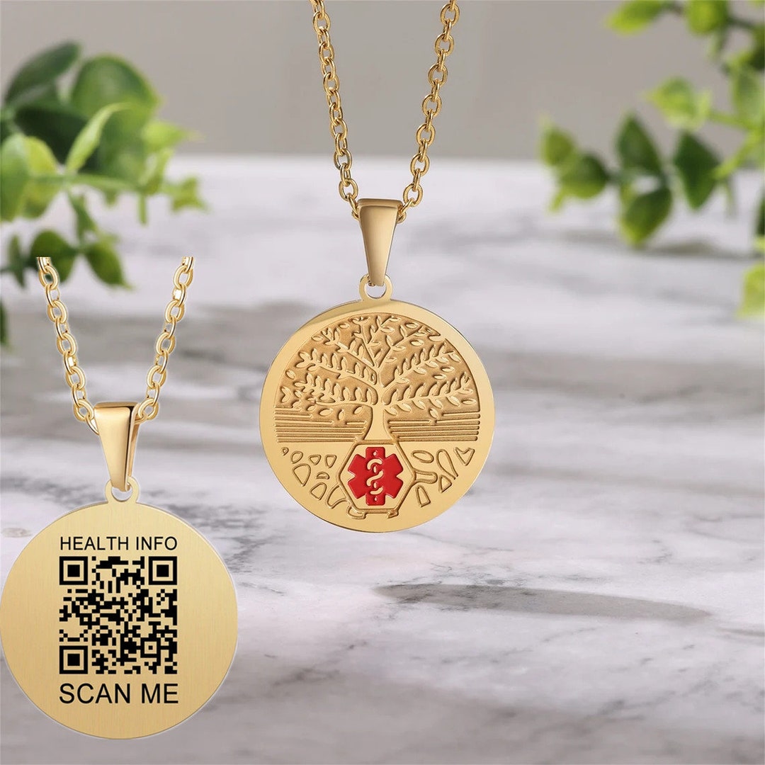 Personalized QR Code Medical Necklace,custom Medical Alert,alert ...