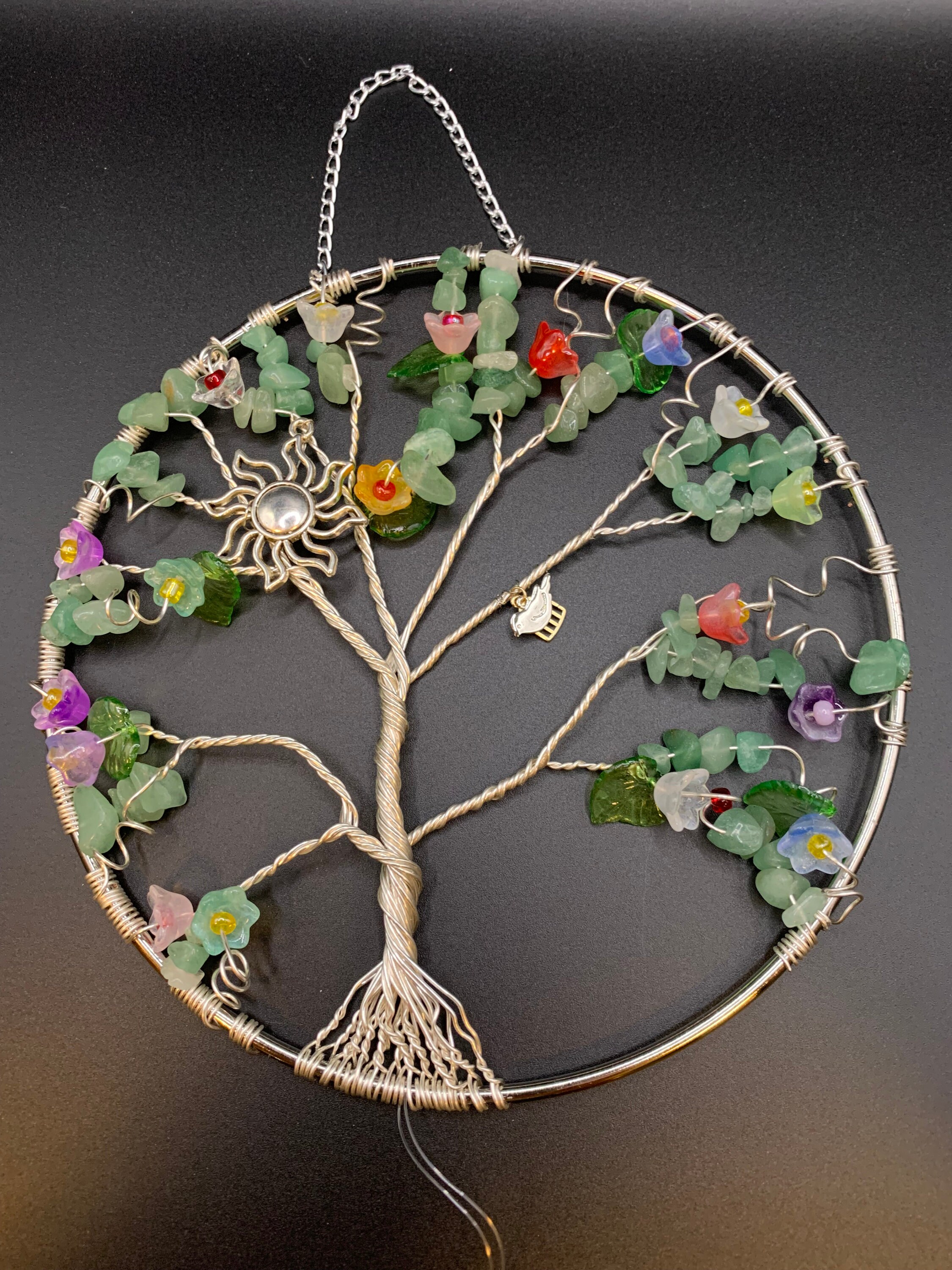 Tree of Life Suncatcher With Wire Wrapped Multi Colored Semi Precious ...