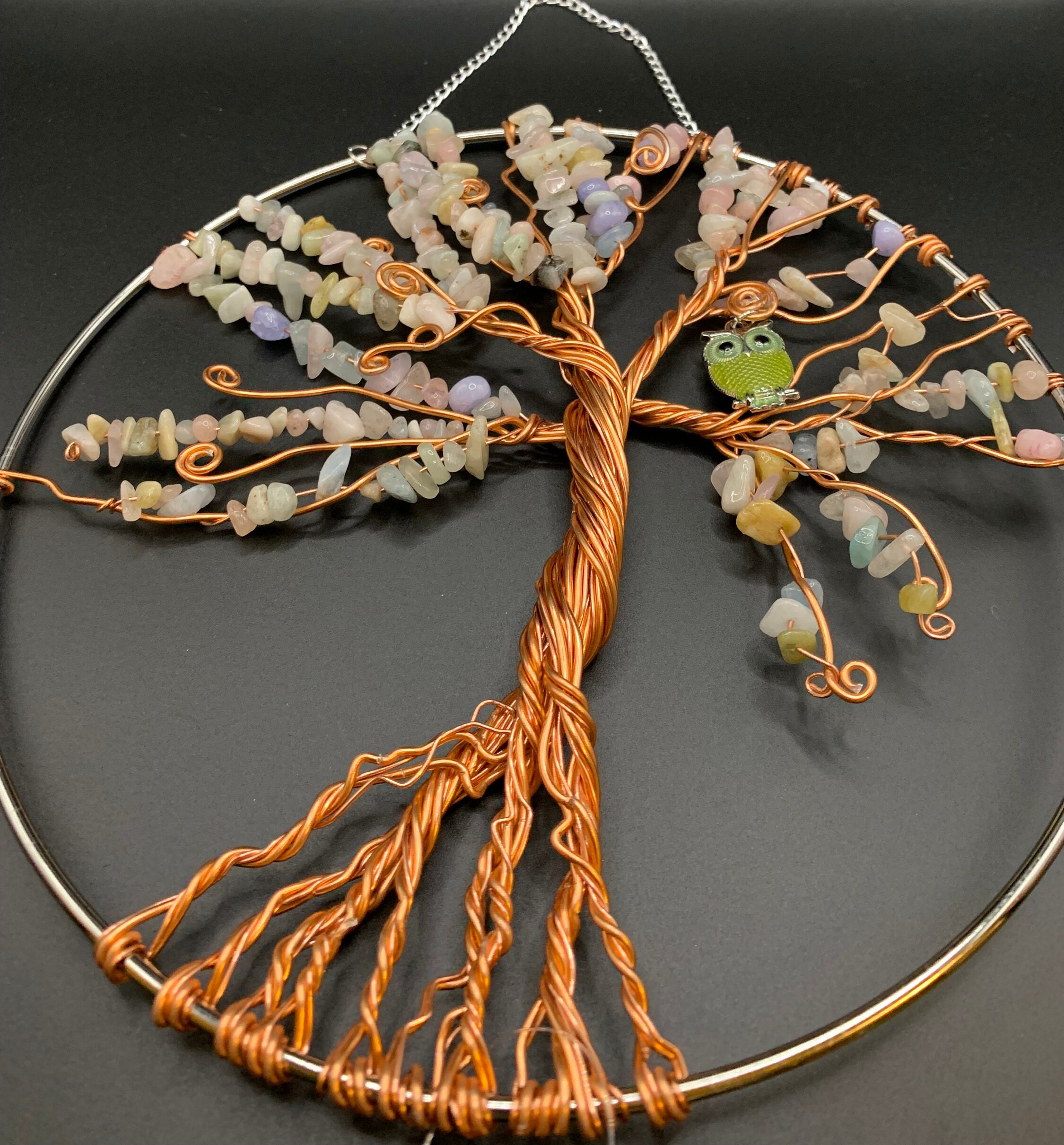 Tree of Life Suncatcher With Wire Wrapped Multi Colored Semi Precious ...