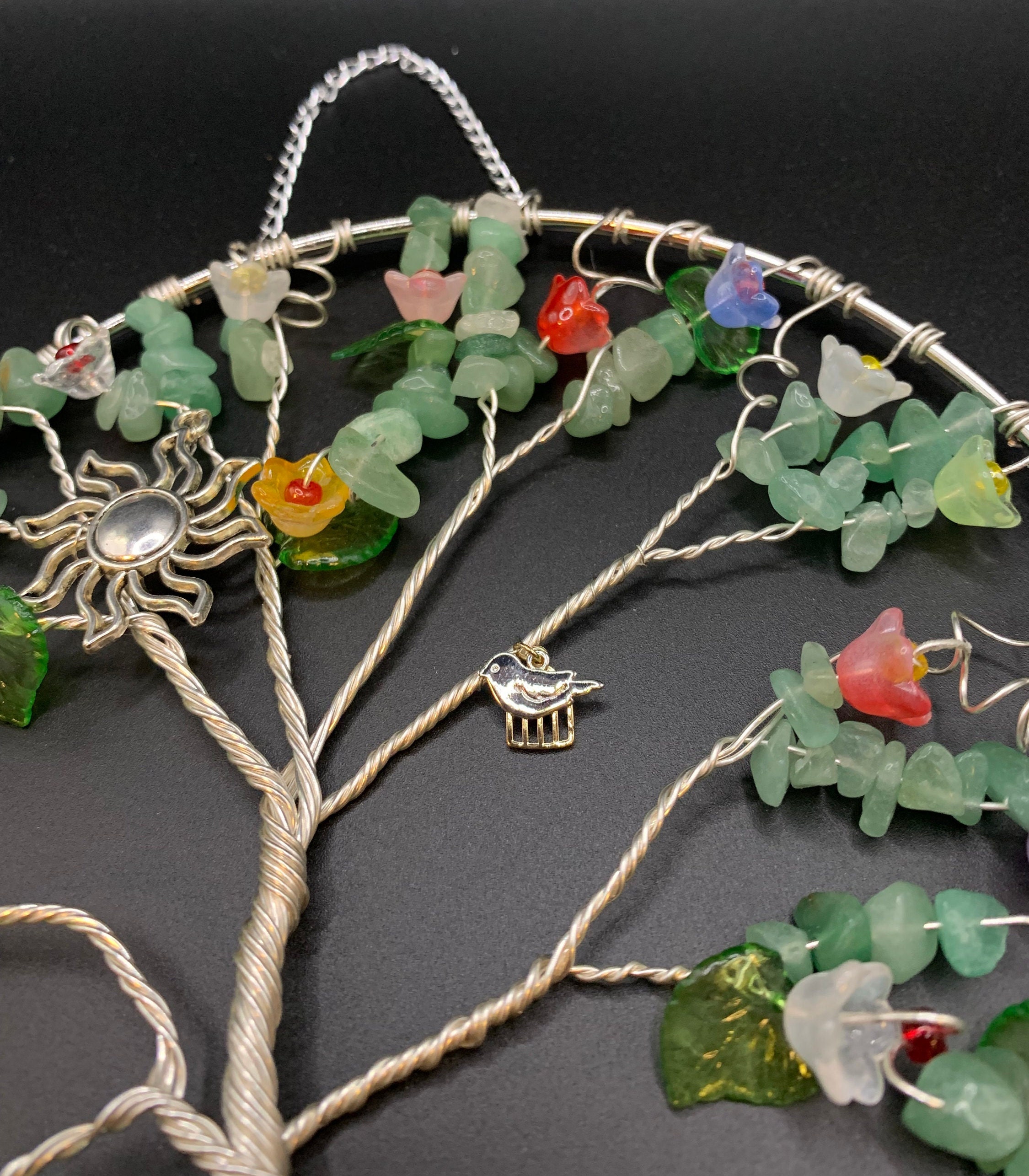 Tree of Life Suncatcher With Wire Wrapped Multi Colored Semi Precious ...