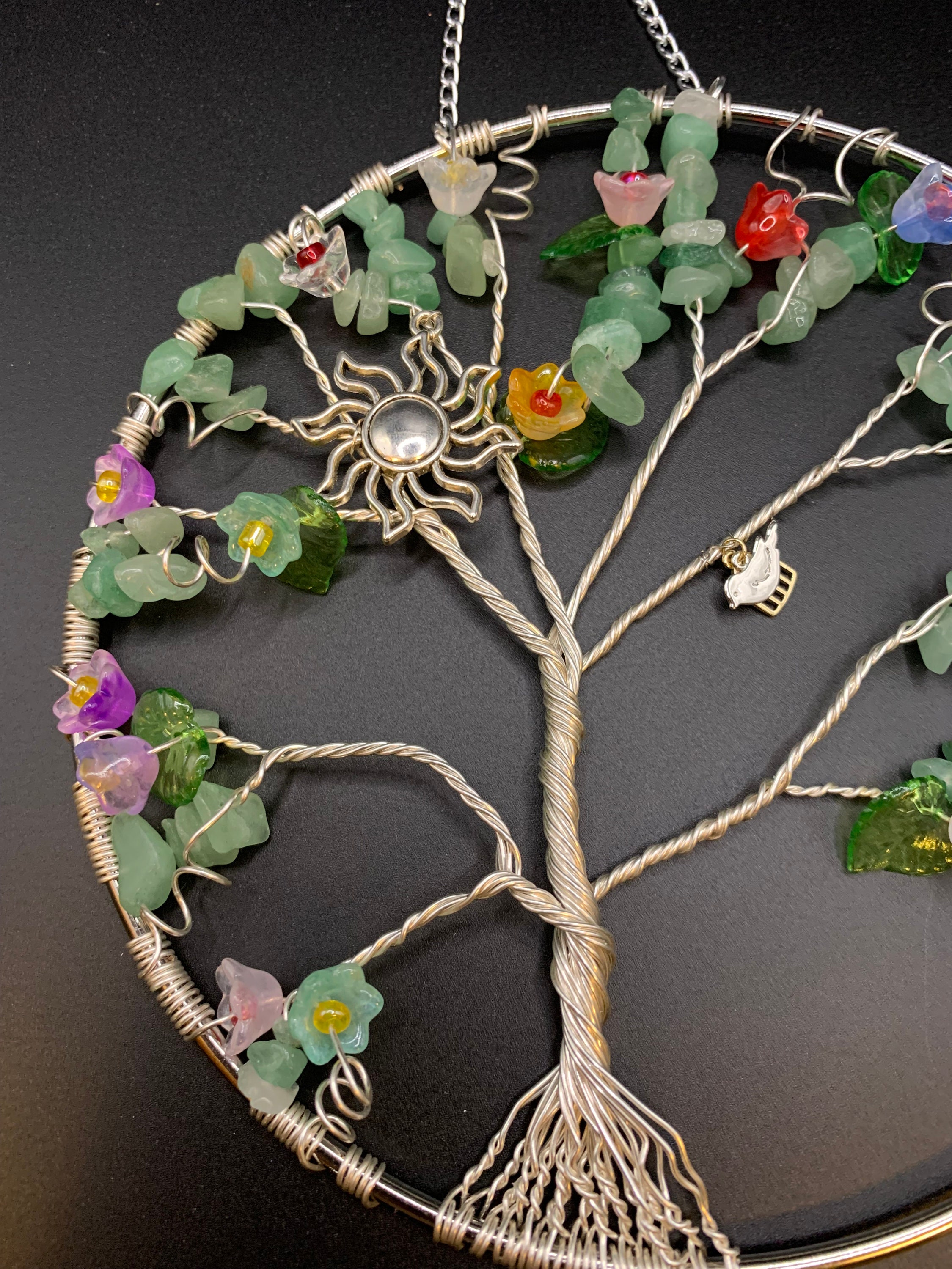 Tree of Life Suncatcher With Wire Wrapped Multi Colored Semi Precious ...