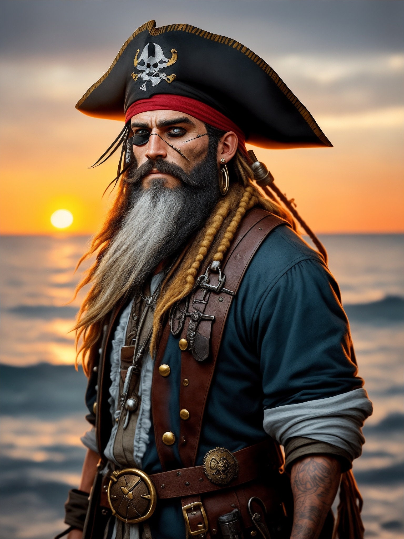 The Pirates Gaze Realistic Portrait.wall Art, Digital Art Print, AI ...