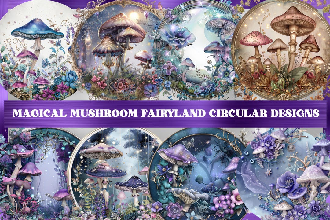 Magical Mushroom Fairyland Circle Labels & Overlays – 59 PNG Fairycore ...
