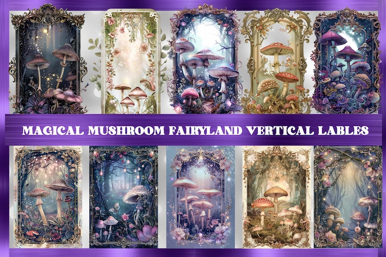 Vertical Labels| Magical Mushroom Fairyland | 47 Fairycore Apothecary ...