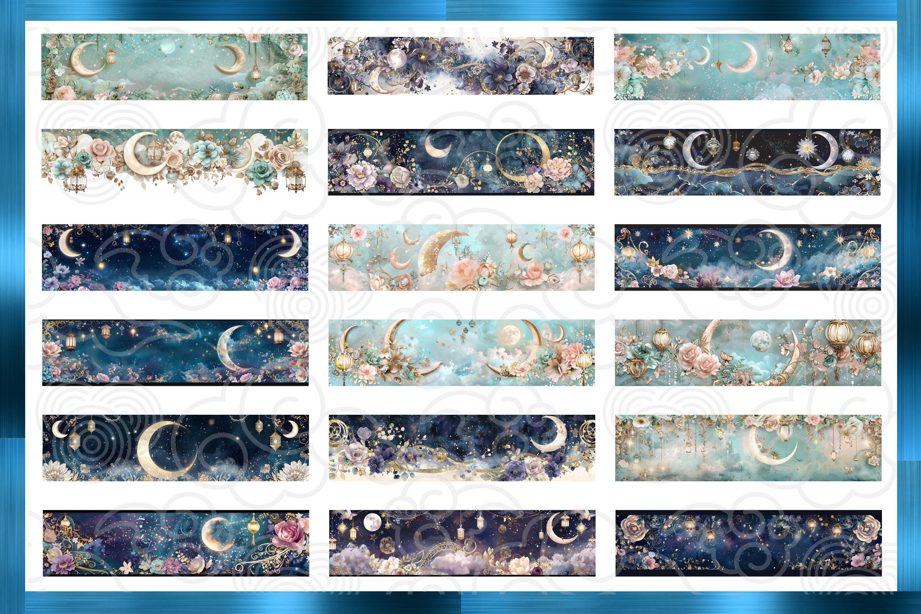 Crescent Fairy Portal Borders – 64 PNG Celestial Clipart – Pastel Blue ...