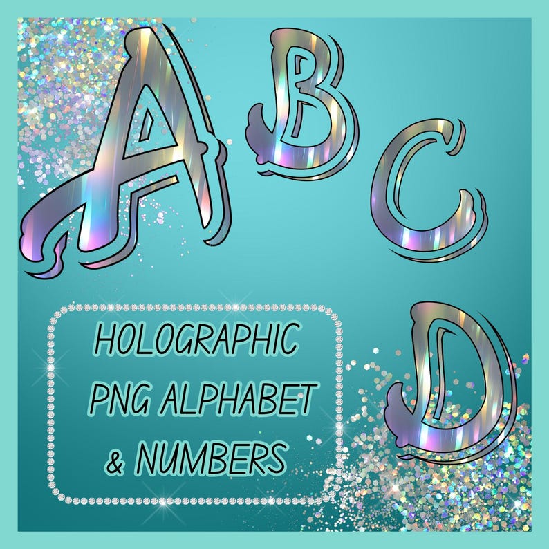 Holographic Alphabet & Numbers - Etsy