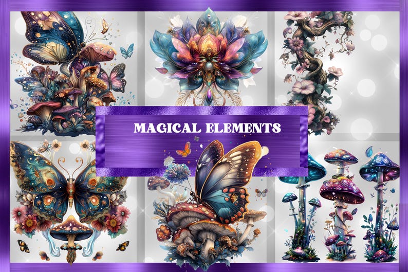 Magical Fairyland Clipart PNG | Fantasy Forest Creatures & Fairy Home ...
