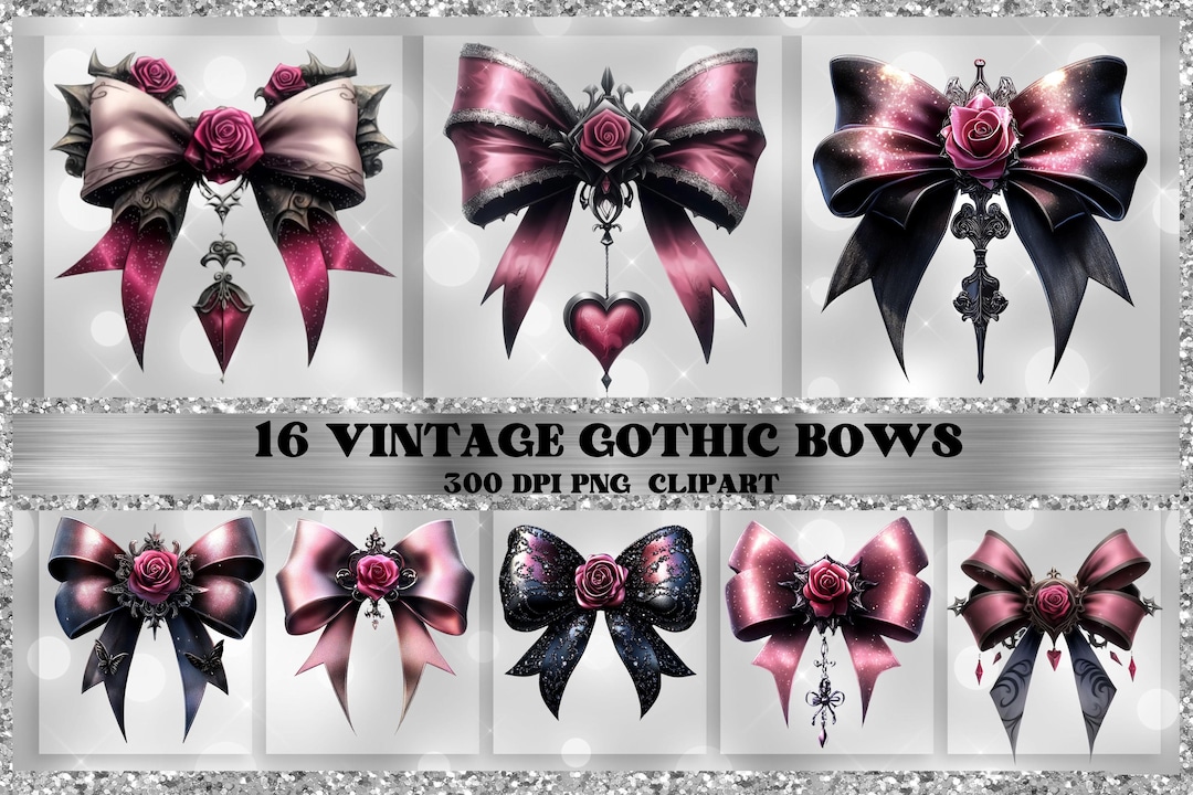 Vintage Gothic Bow Clipart - Etsy