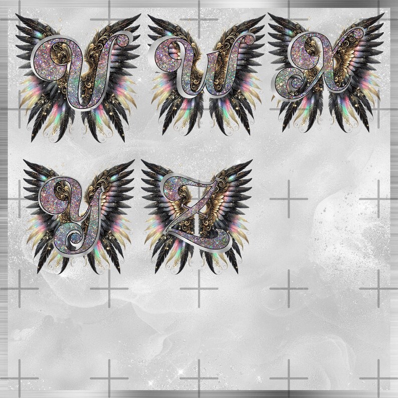 Glitter Wing Alphabet PNG | Fantasy Letter Clipart | Handcrafted Angel ...