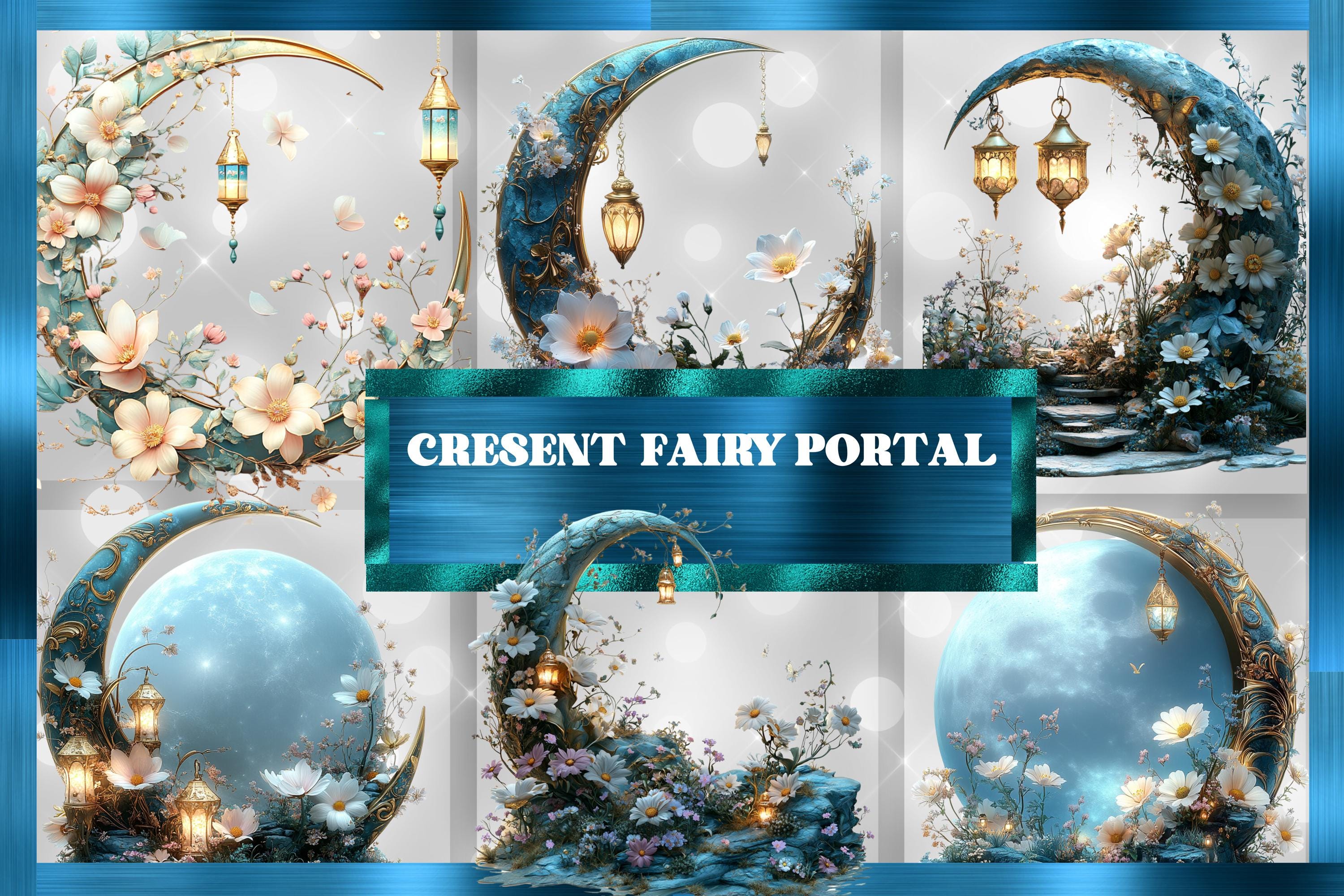 48 Crescent Fairy Portal Clipart PNG | Magical Moon Door Digital ...