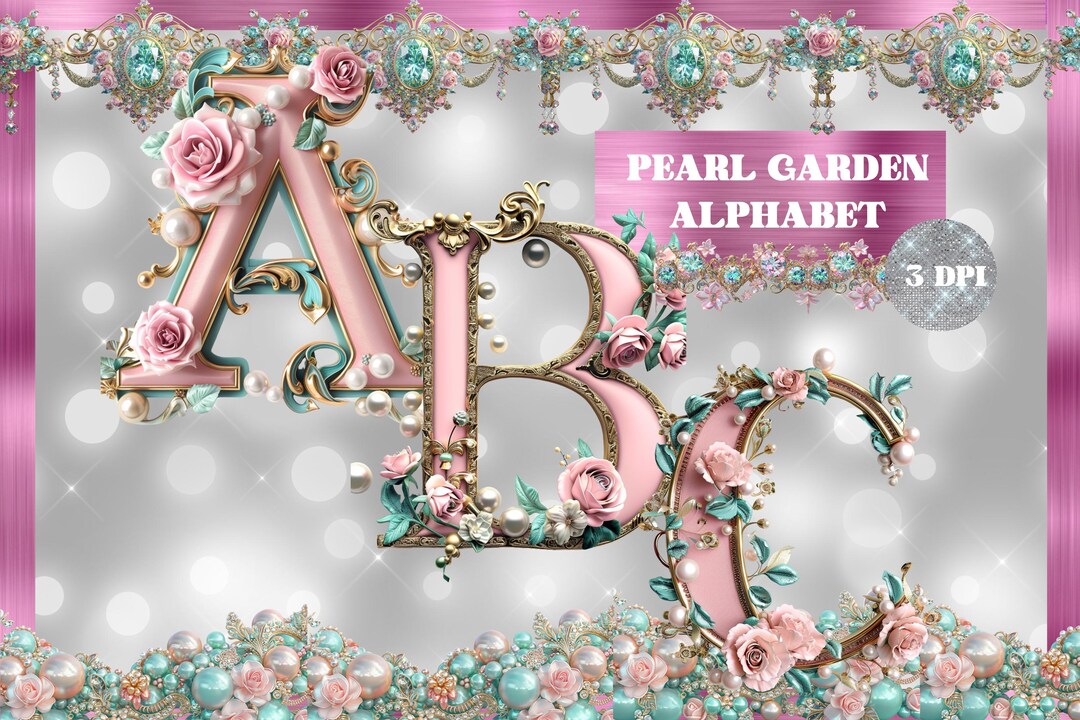 Pearl Garden Alphabet & Matching Overlays | Elegant Floral A-Z Letters ...