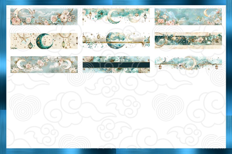 Crescent Fairy Portal Borders – 64 PNG Celestial Clipart – Pastel Blue ...