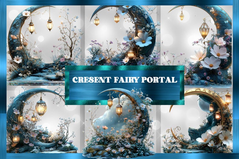48 Crescent Fairy Portal Clipart PNG | Magical Moon Door Digital ...