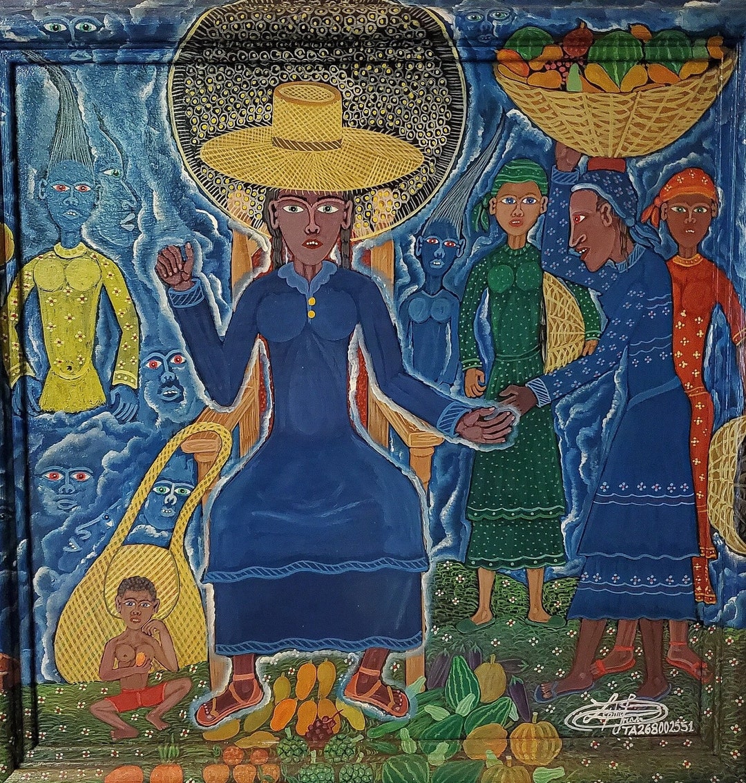 Haitian Art on Hardboard by Frantz Zephirin, Voodoo Painting, Original ...