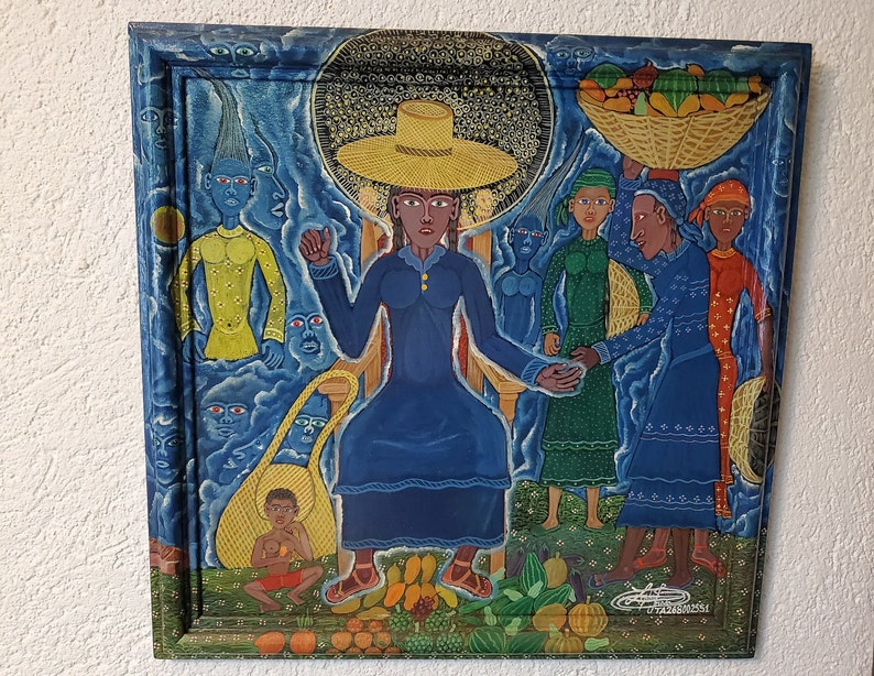 Haitian Art on Hardboard by Frantz Zephirin, Voodoo Painting, Original ...