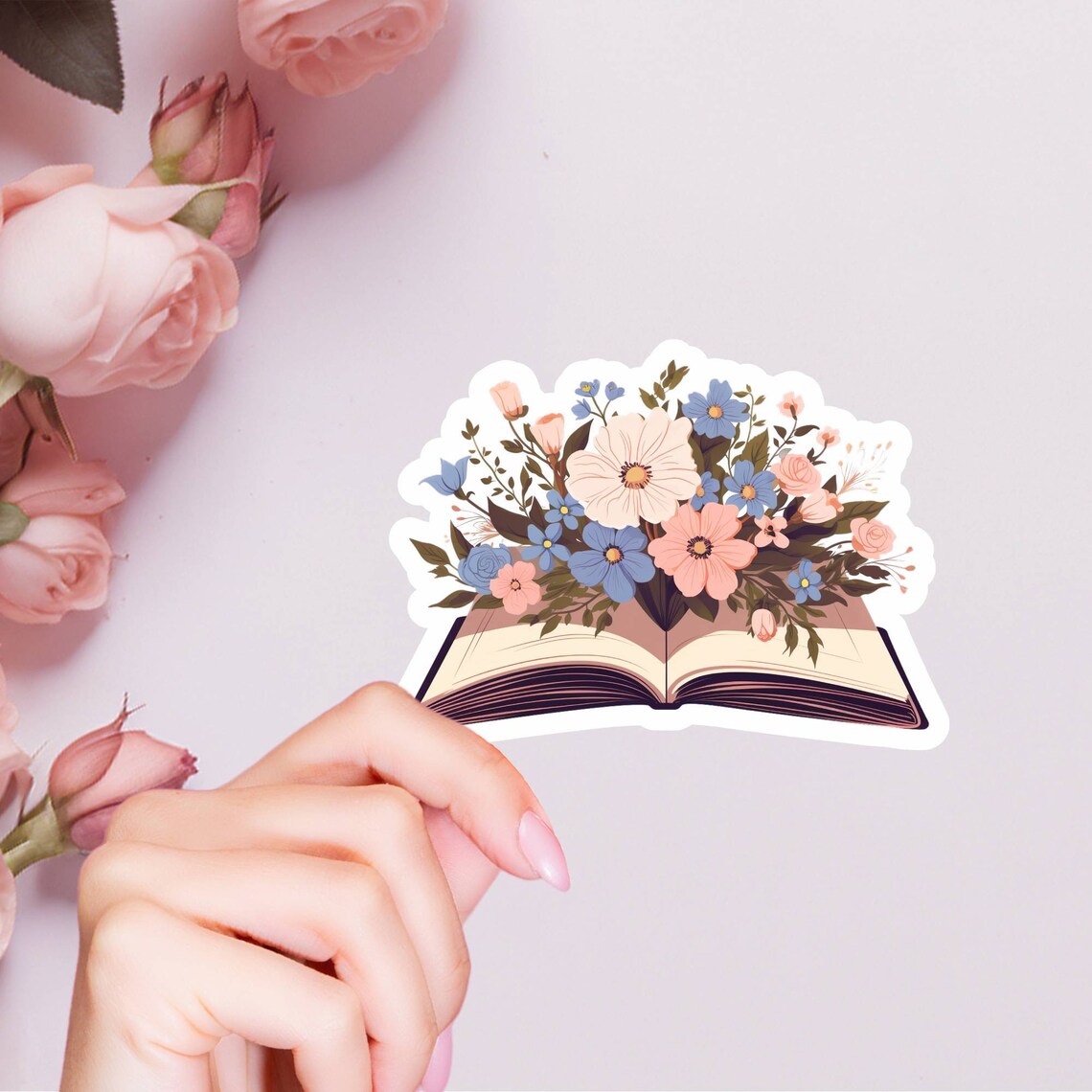 Floral Book Sticker | Open Book Sticker | Reading Sticker | Book ...