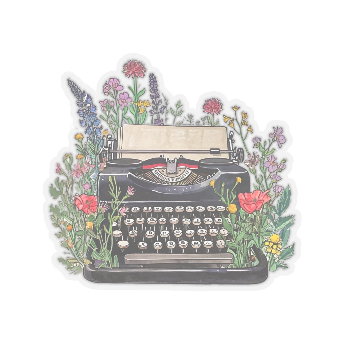 Floral Typewriter Sticker Vinyl Decal for Laptop Sticker Kindle ...