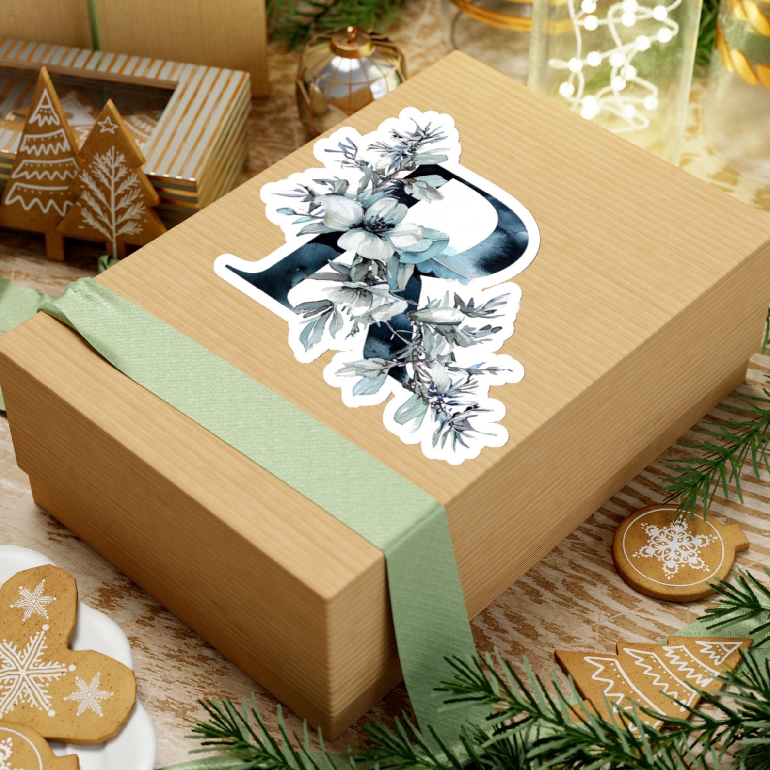 Winter Flower Letter R Vinyl Sticker Monogram Sticker Best Friend Gift ...