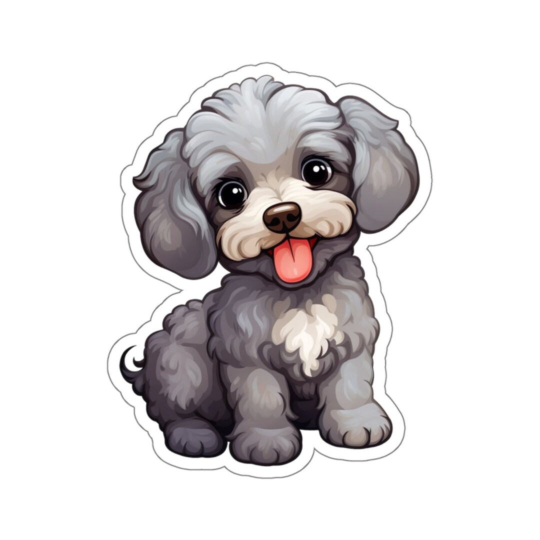 Cute Grey Poodle Puppy Sticker Vinyl Decal for Laptop, Kindle ...