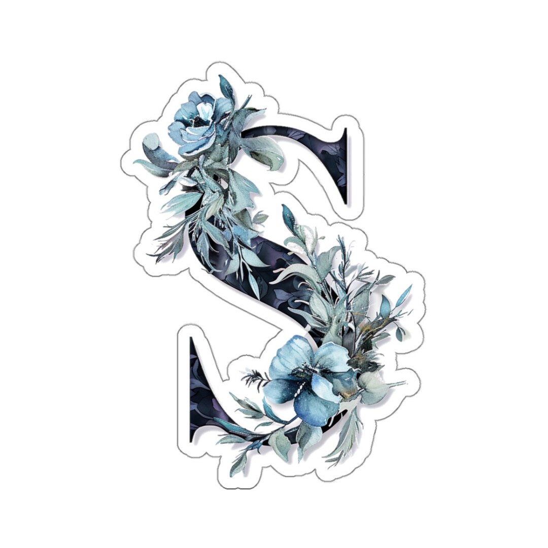 Winter Flower Letter S Vinyl Sticker Monogram Sticker Best Friend Gift ...