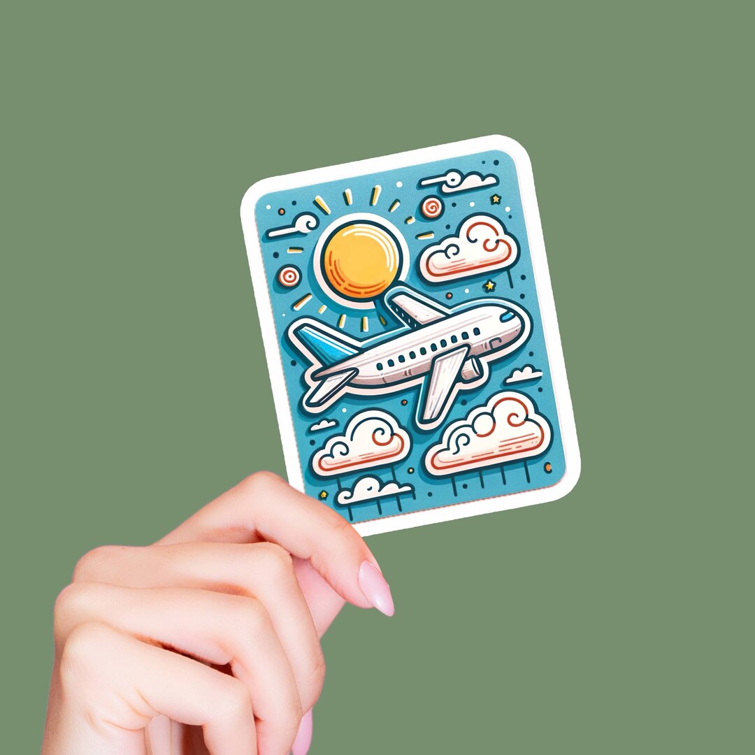 Airplane Travel Sticker - Compact Vinyl Decal for Laptop, Kindle ...