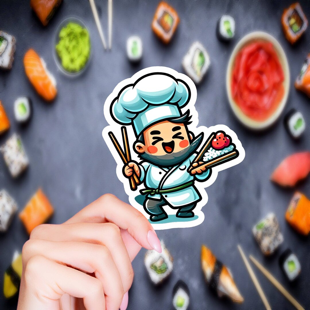 Cute Sushi Chef Vinyl Sticker - Decal for Laptop, Kindle, Hydroflask ...