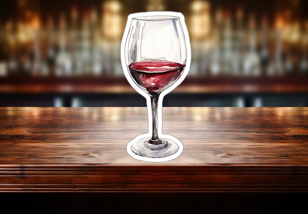Glass of Red Wine Sticker - Compact Vinyl Decal for Laptop, Tablet ...
