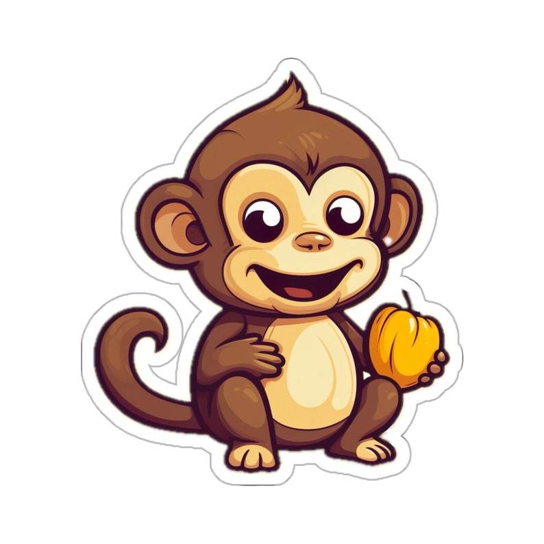 Cute Baby Monkey Sticker Vinyl Decal for Laptop, Kindle, Cute Animal ...