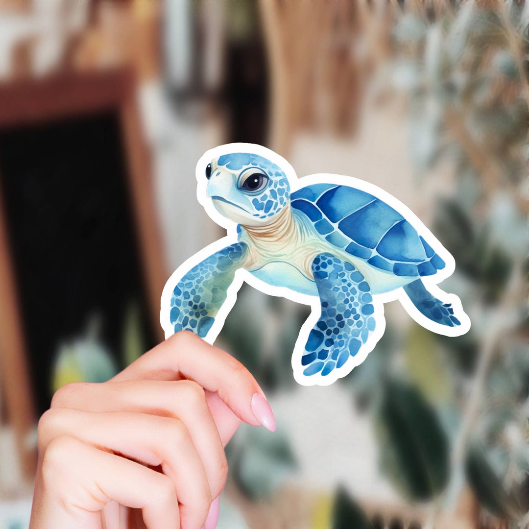 Blue Sea Turtle Sticker - Compact Vinyl Decal for Laptops, Tablets ...