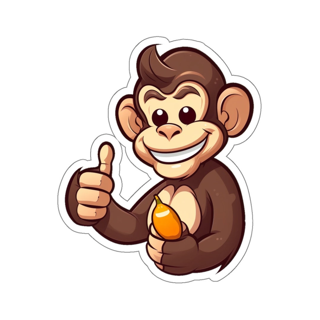 Monkey With Banana Sticker Vinyl Decal for Laptop Monkey Stickers ...