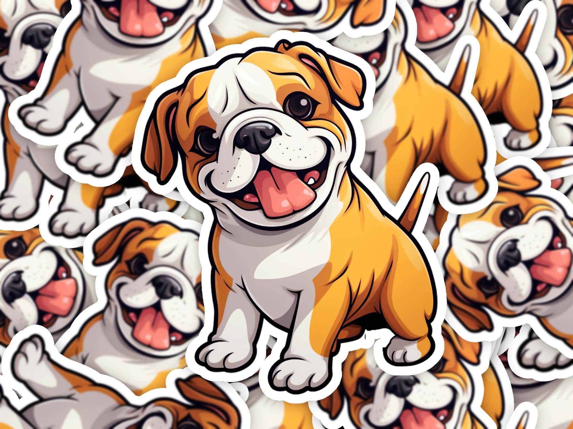 Goofy Bulldog Puppy Cartoon Sticker Compact Vinyl Decal for Laptop ...