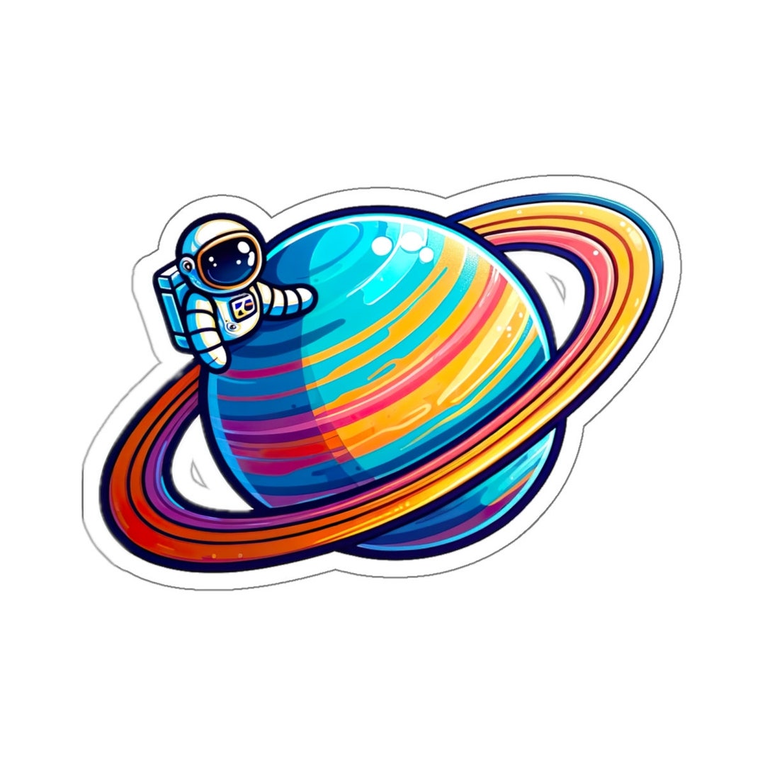 Spaceman Planet Sticker - Vinyl Decal for Laptop, Kindle, Hydroflask ...