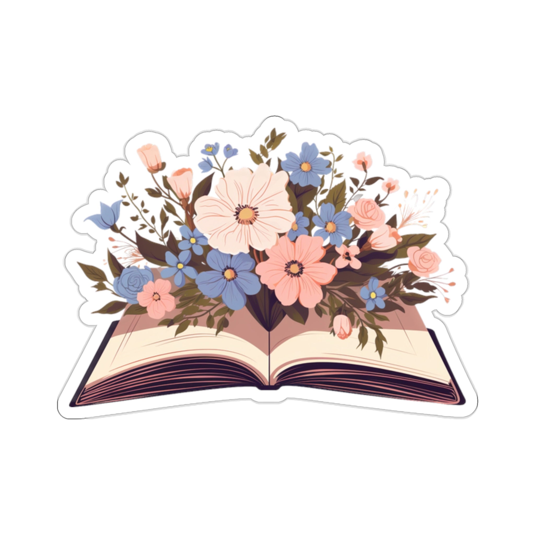 Floral Book Sticker | Open Book Sticker | Reading Sticker | Book ...